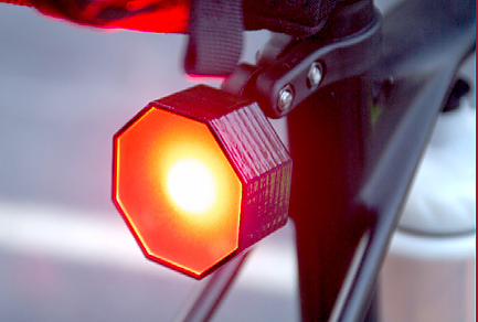 Stoptix bicycle brake light uses accelerometer to trigger flash mode ...